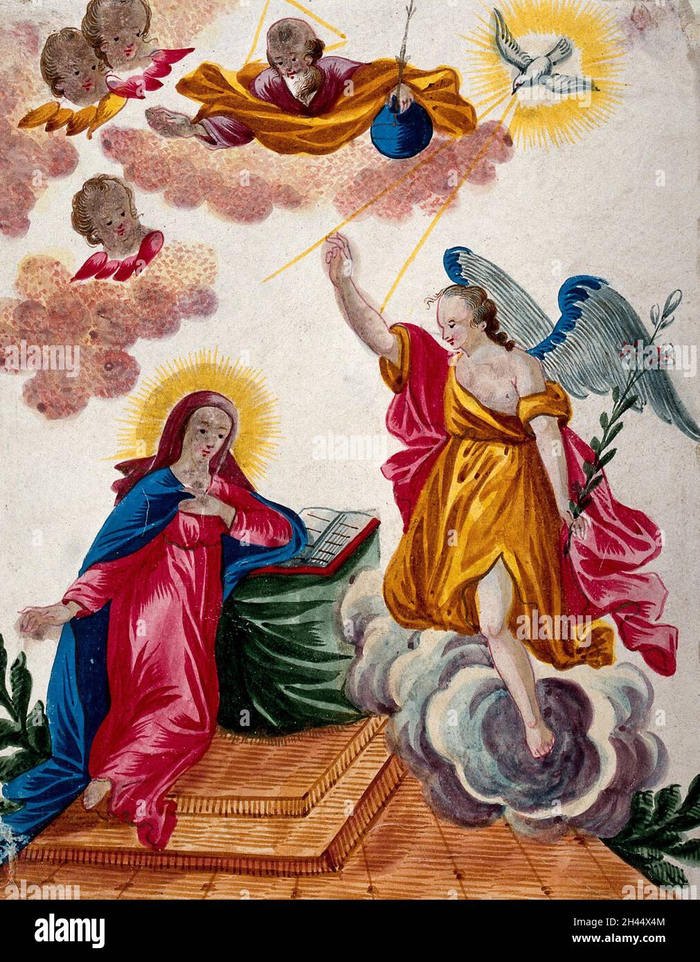 The angel announces to the Virgin that she will give birth to Christ ...