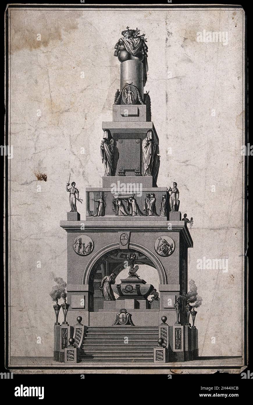 Design for a Royal monument. Engraving Stock Photo - Alamy