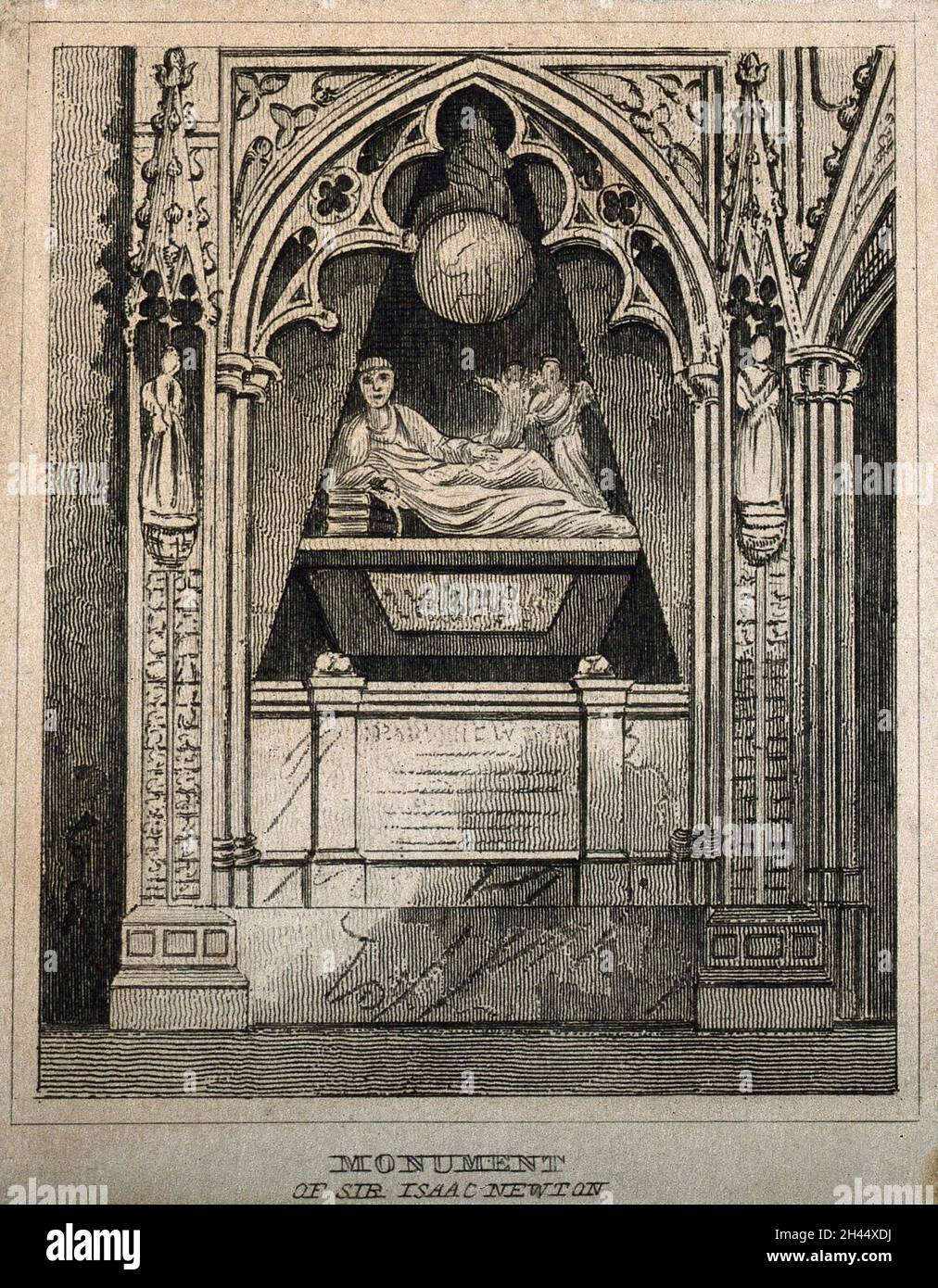 Sir Isaac Newton: monument. Line engraving after W. Kent and M ...