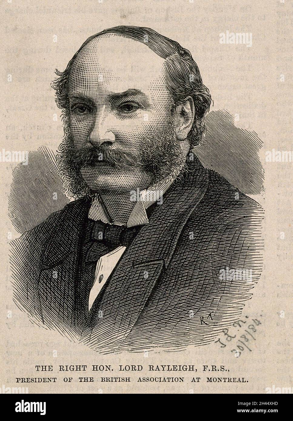 John William Strutt, 3rd Baron Rayleigh. Wood engraving by R. Taylor ...