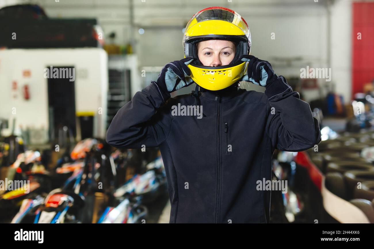 Indoor go kart helmet hi-res stock photography and images - Alamy