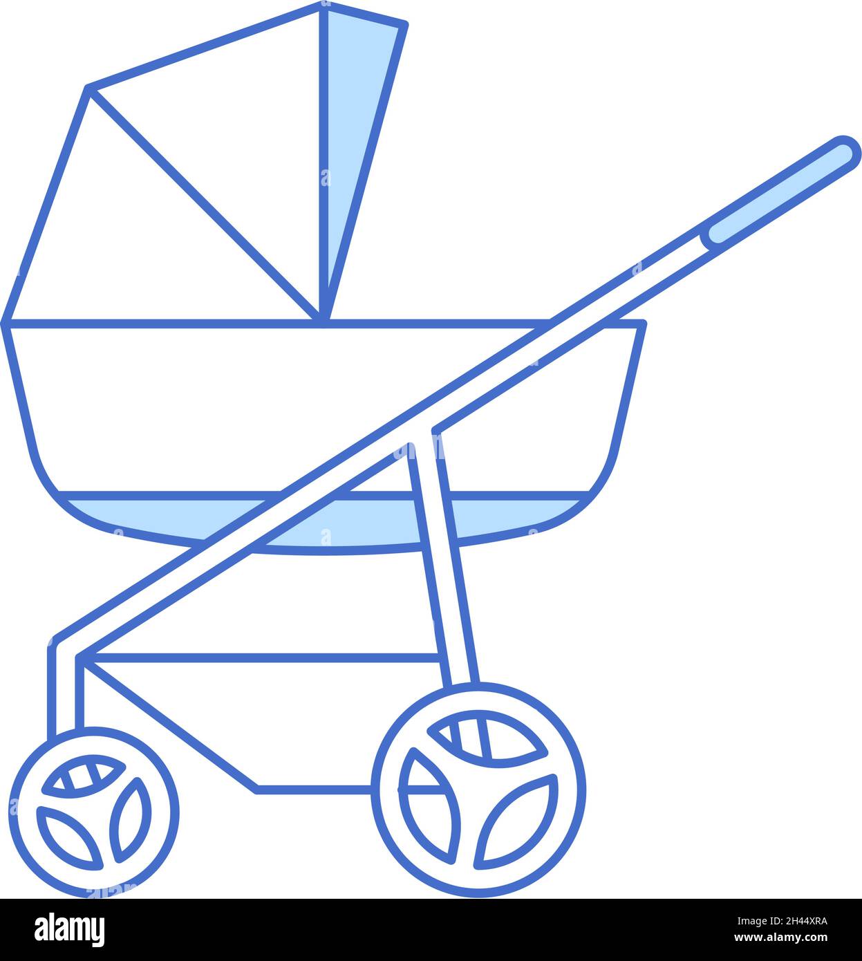 Newborn pram blue thin line icon. Child care thing Stock Vector Image ...