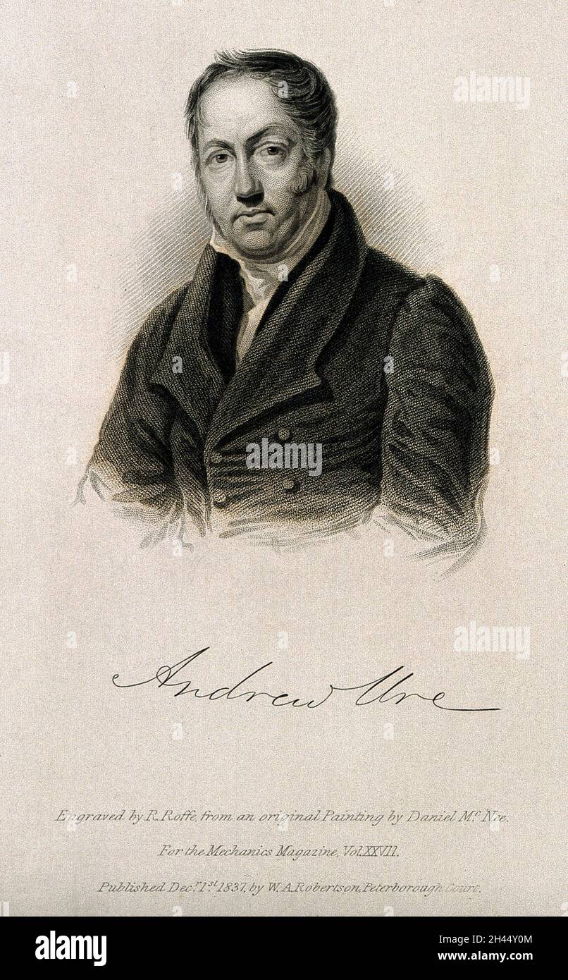 Andrew Ure. Line engraving by R. Roffe, 1837, after D. McNee Stock ...