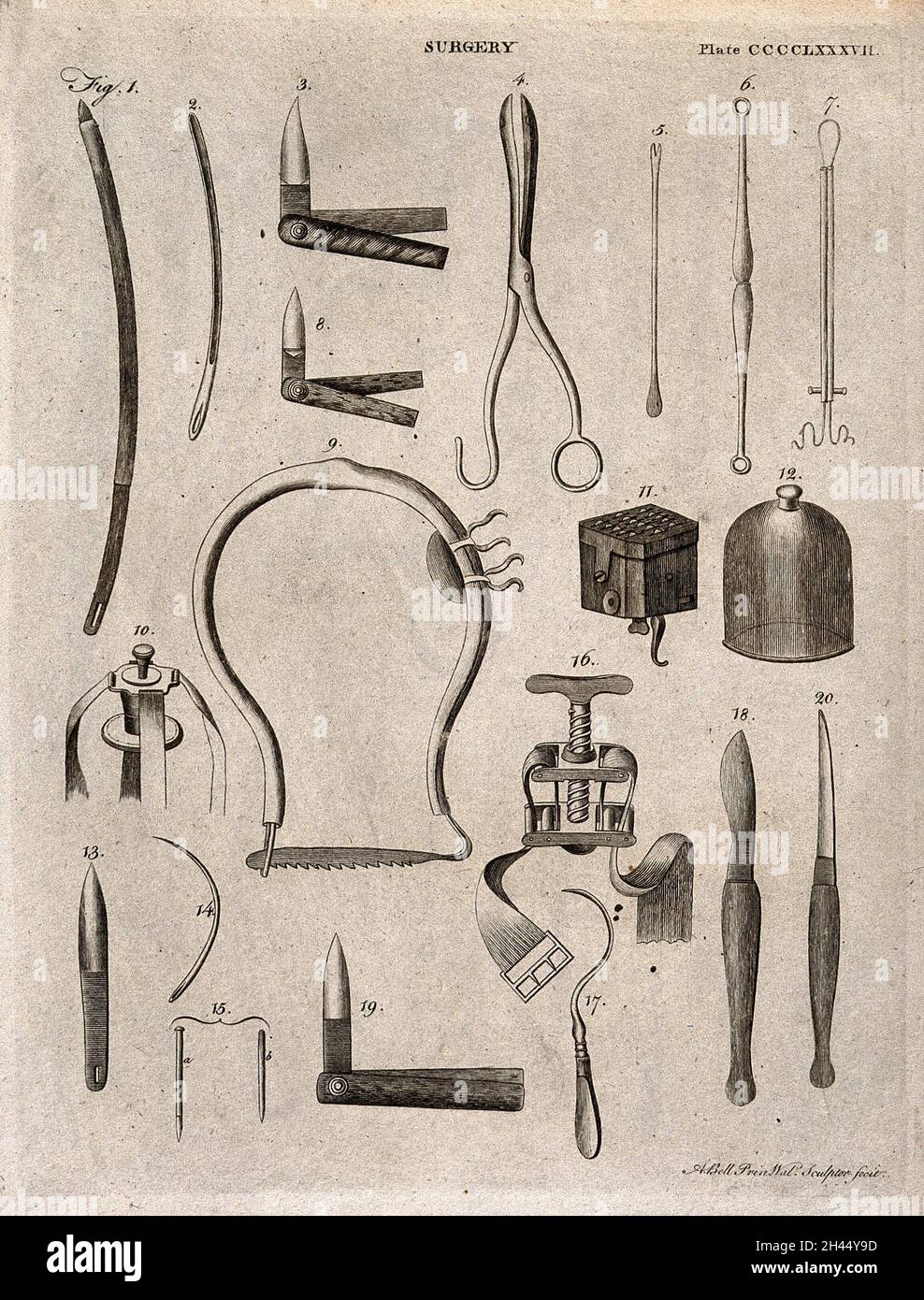 Surgical instruments. Engraving by Andrew Bell Stock Photo - Alamy