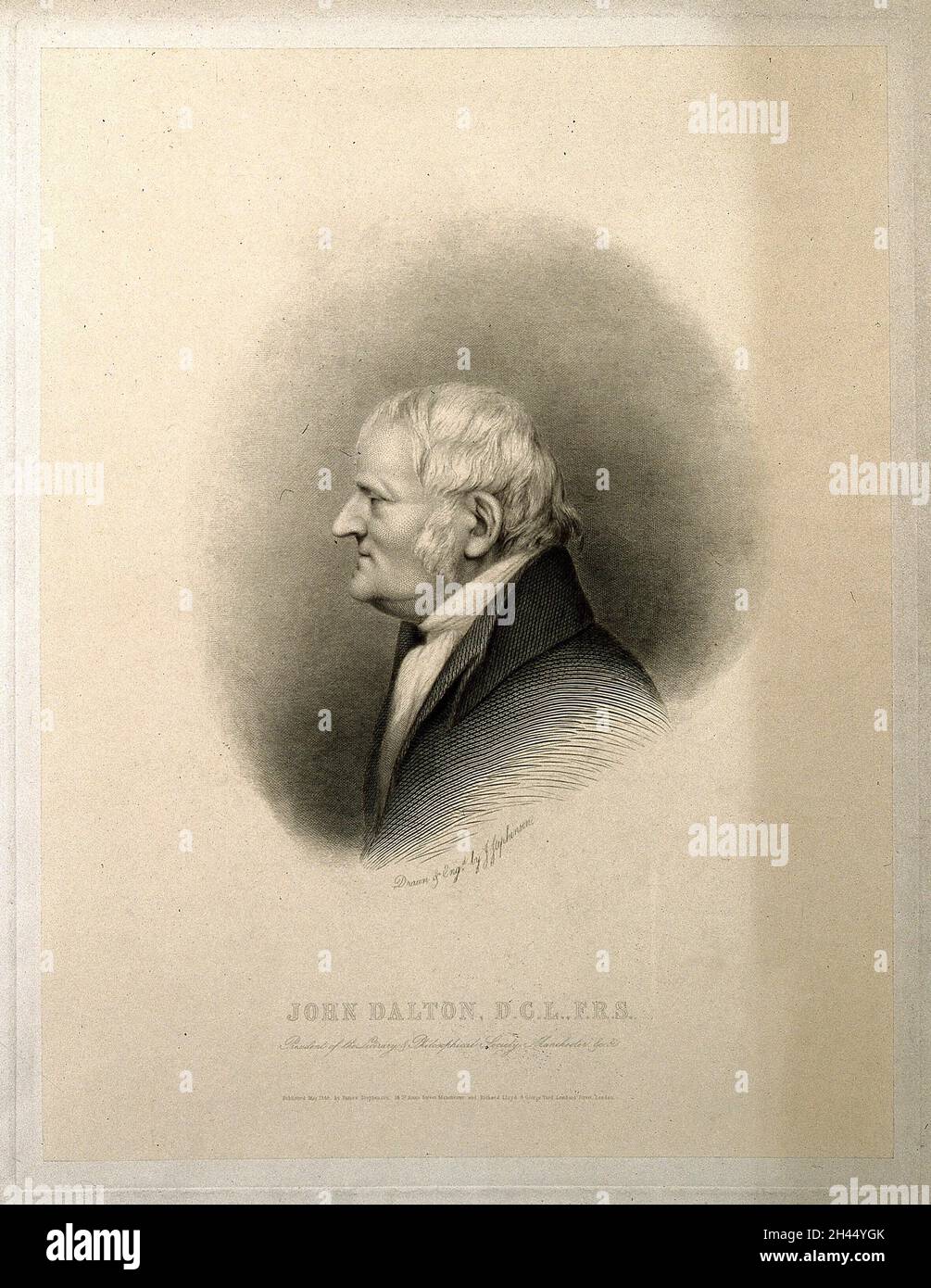 John Dalton. Engraving by J. Stephenson, 1845, after himself Stock ...