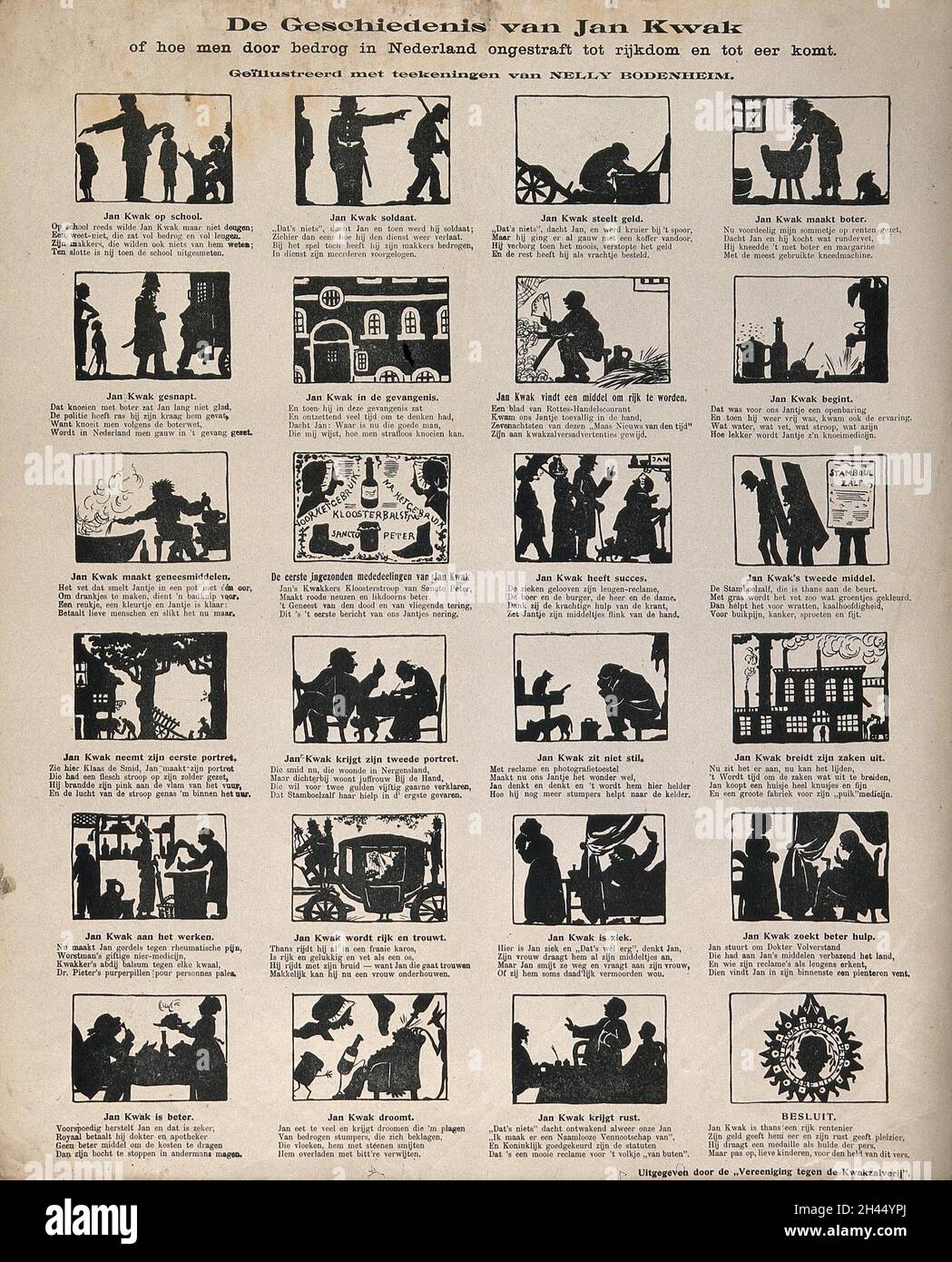 A life in 24 silhouettes of Jan Kwak, a successful quack-doctor ...