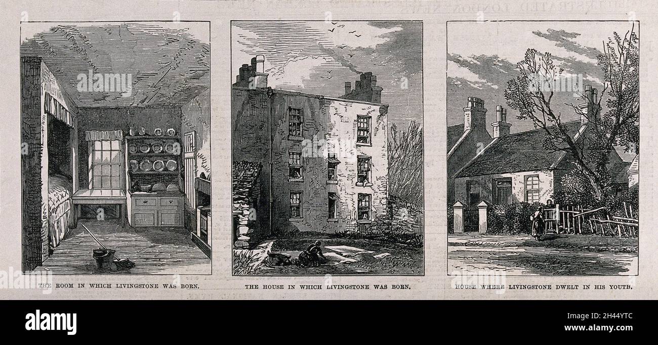 Left, the room where David Livingstone was born; centre, the house ...