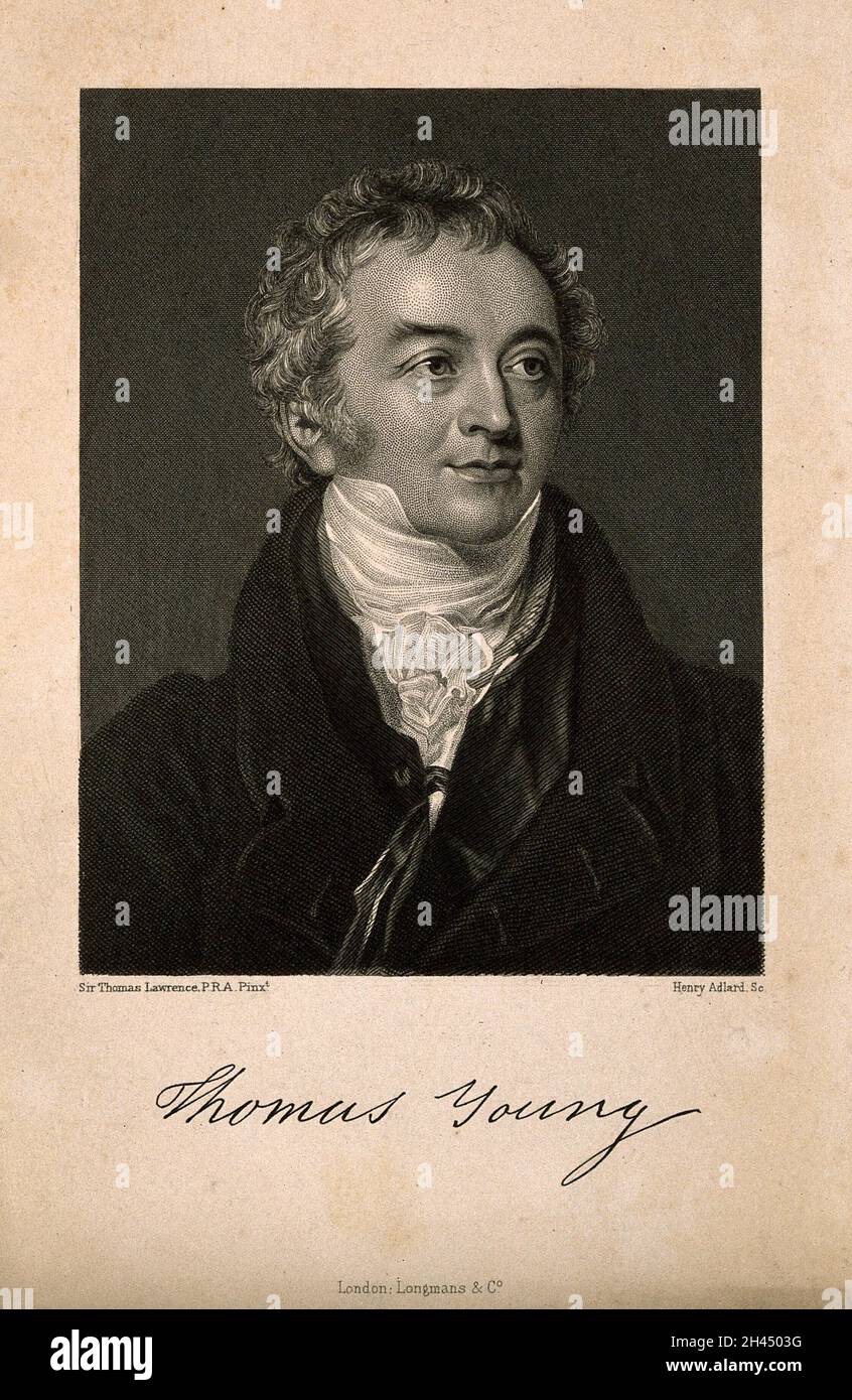 Thomas Young. Stipple engraving by H. Adlard after Sir T. Lawrence ...