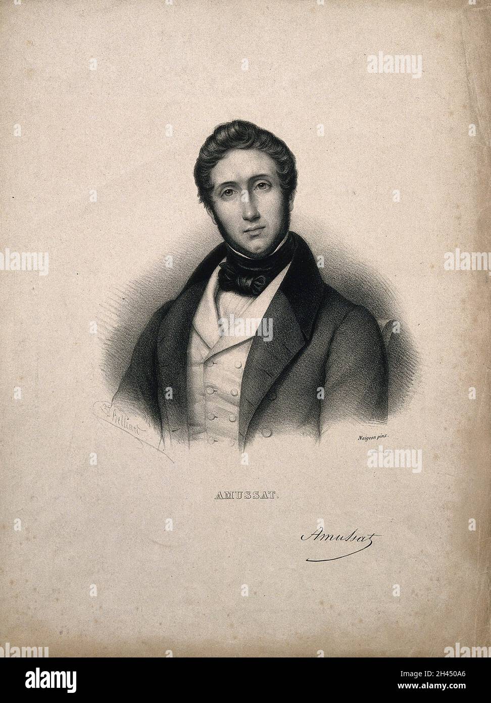 Jean Zuléma Amussat. Lithograph by Z. Belliard after J. G. E. Naigeon ...
