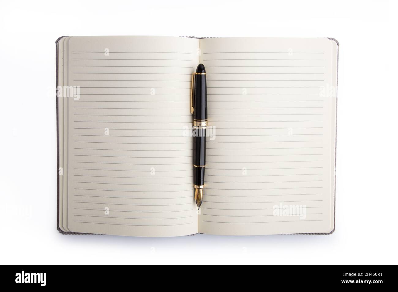 Blank book with lines and pen isolated on white background Stock Photo ...