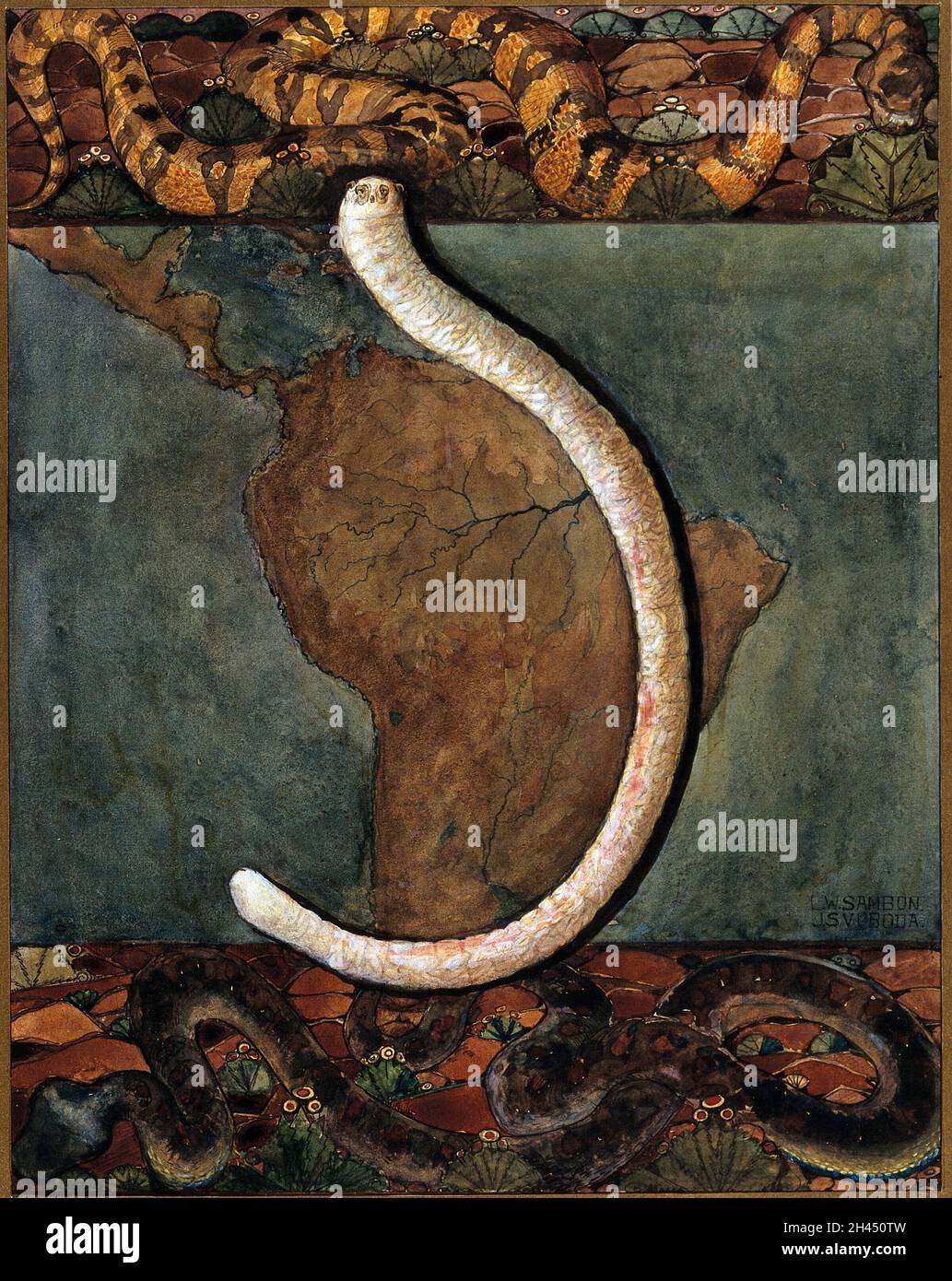 Parasites: a parasitical worm, shown much enlarged, with its hosts ...