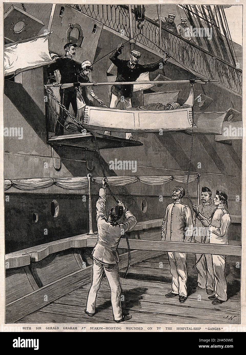Sir Gerald Graham directing the hoisting of patients on board a ...