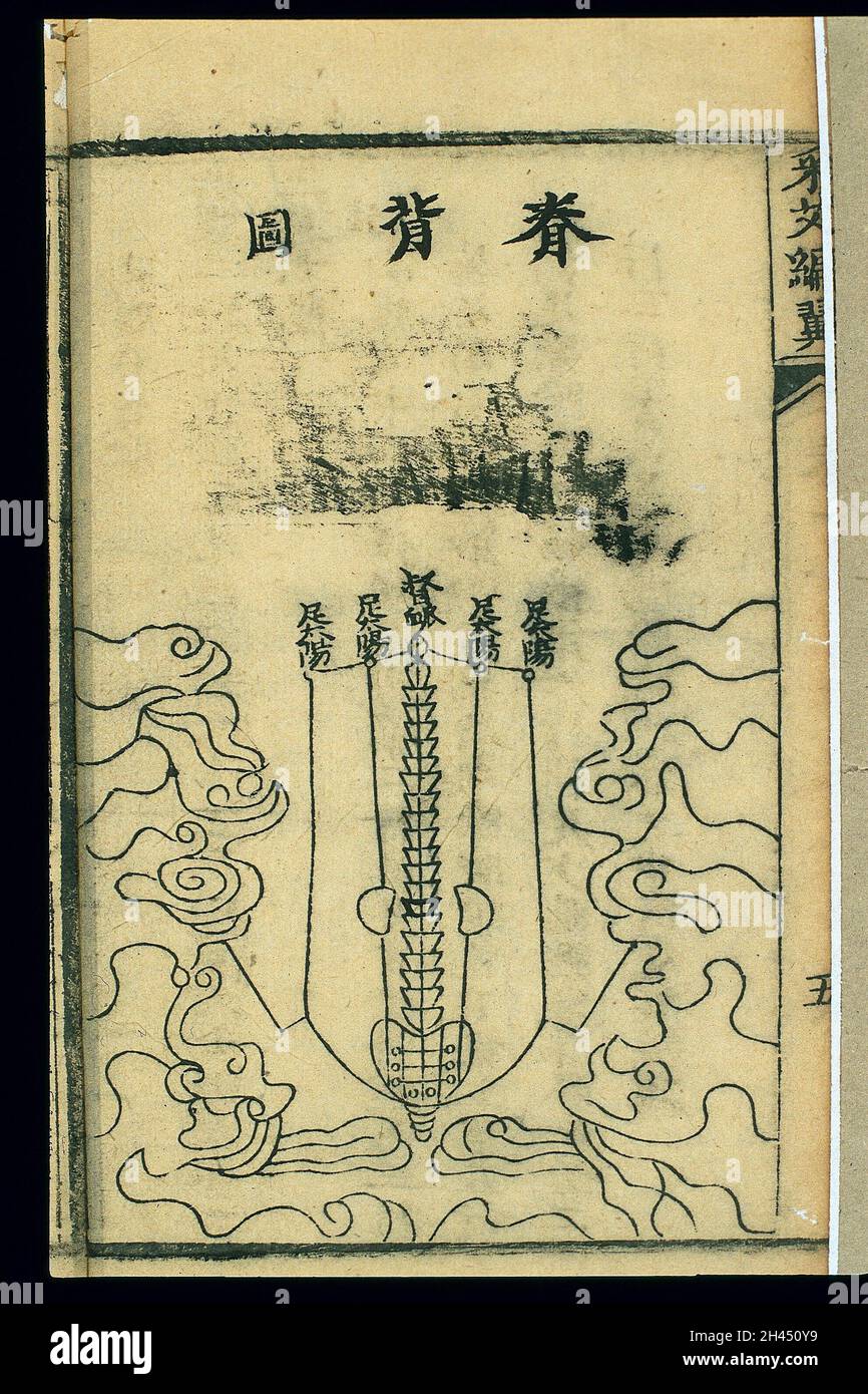 Channel chart, dorsal and spinal area, Chinese woodcut Stock Photo - Alamy