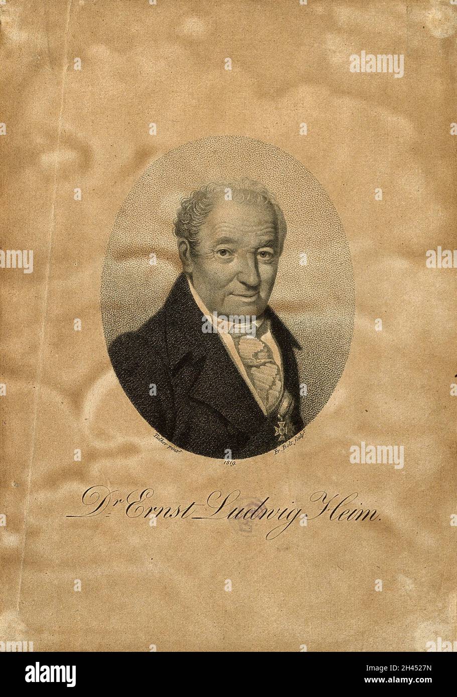 Ernst Ludwig Heim. Stipple engraving by F. Bolt, 1819, after F. K ...