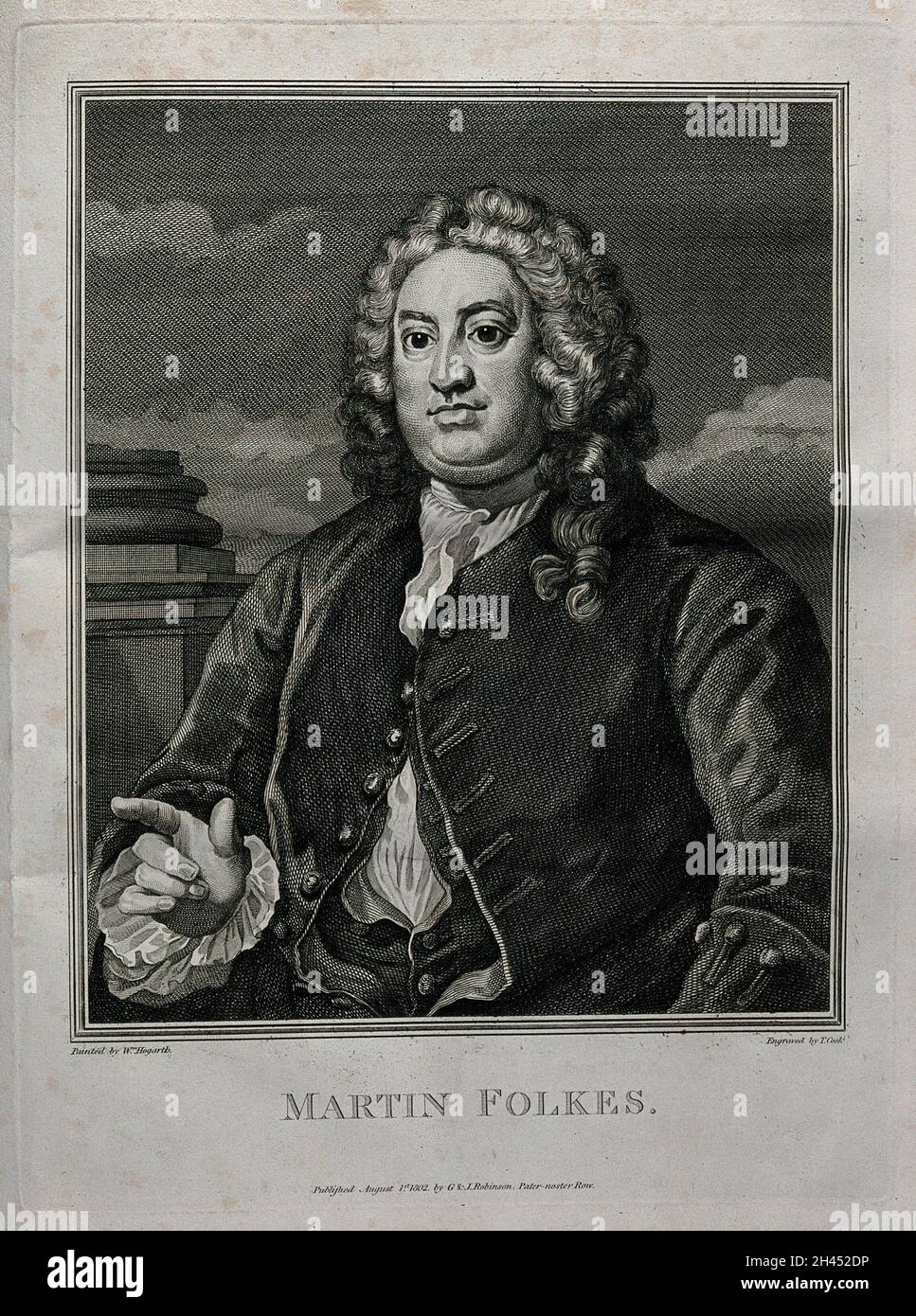 Martin Folkes. Engraving by T. Cook after W. Hogarth Stock Photo - Alamy