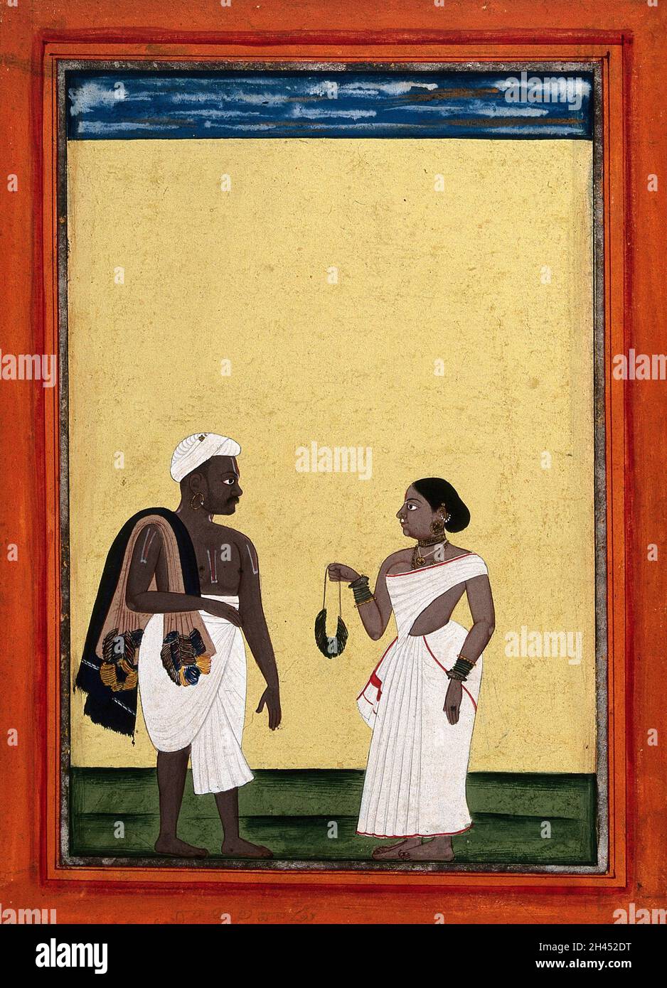 A bangle maker and his wife. Gouache drawing Stock Photo - Alamy