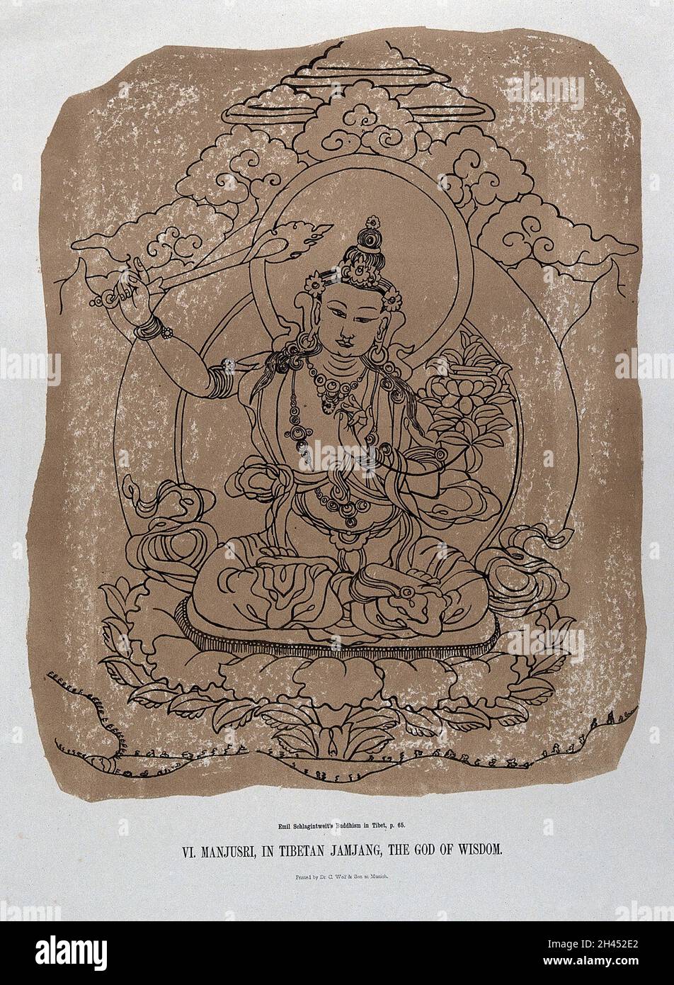 Manjusri, the God of wisdom. Chromolithograph Stock Photo - Alamy