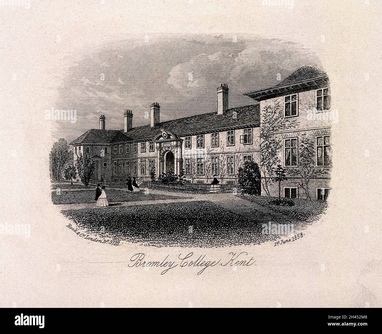 Bromley college and grounds, Kent. Line engraving Stock Photo - Alamy