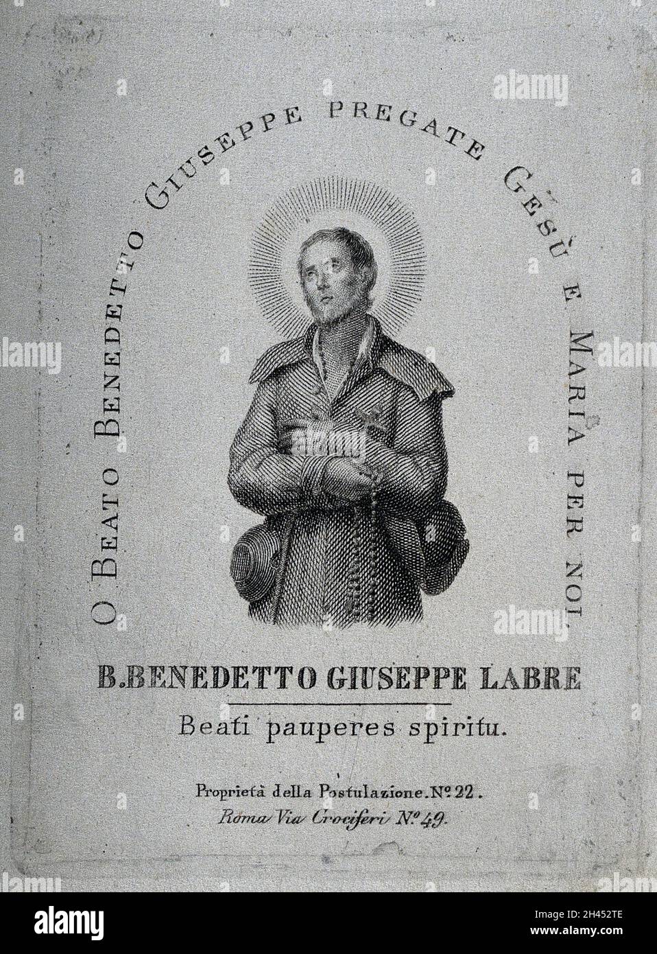 Saint Benedict Joseph Labre. Line engraving Stock Photo - Alamy