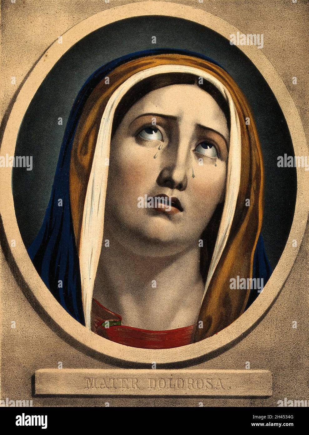 Saint Mary (the Blessed Virgin). Coloured lithograph Stock Photo - Alamy