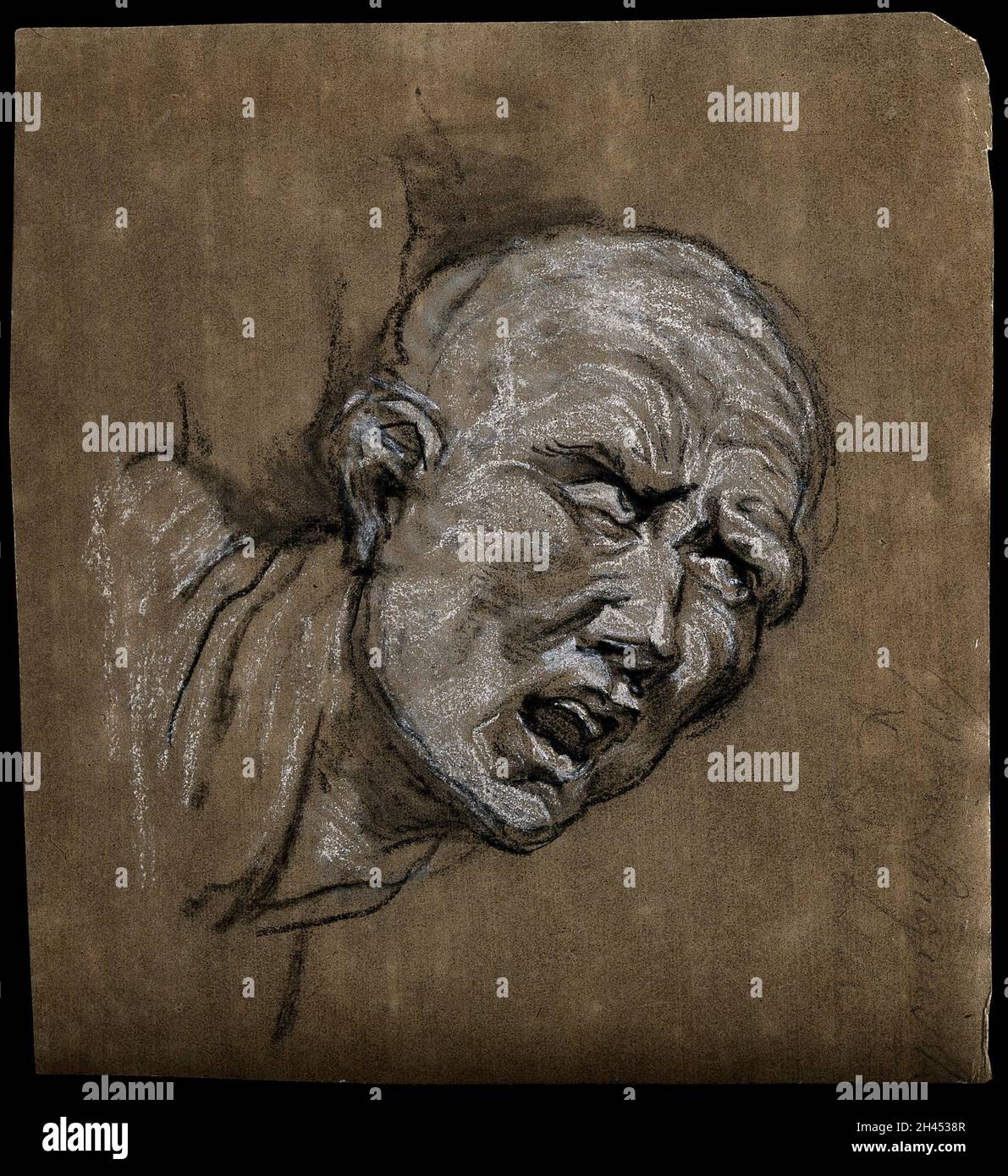 Head of an anguished man. Chalk drawing Stock Photo - Alamy