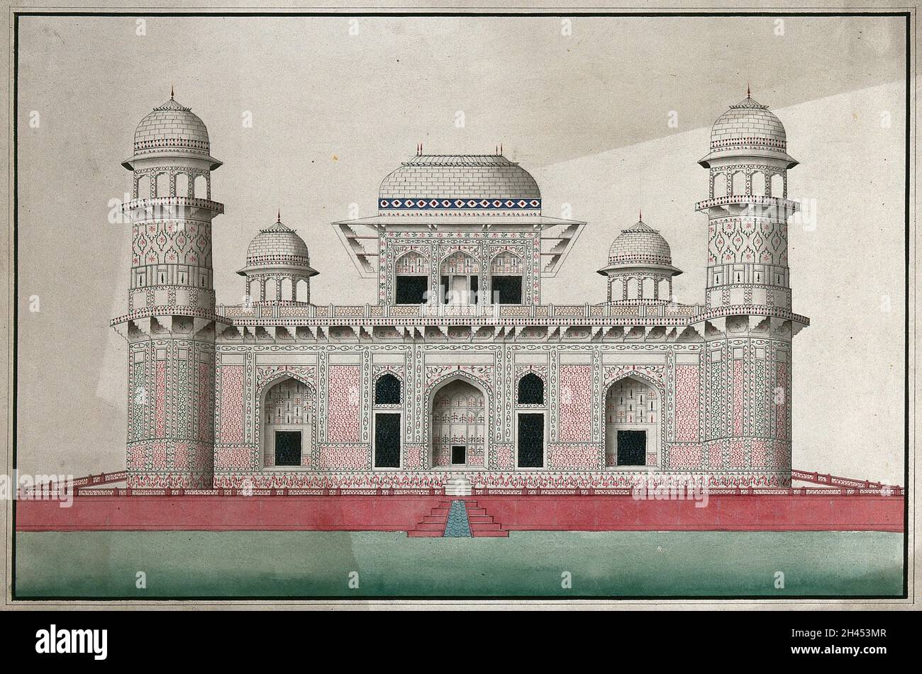 Agra: marble mausoleum of I'timad al Daula, decorated with mosaic and ...