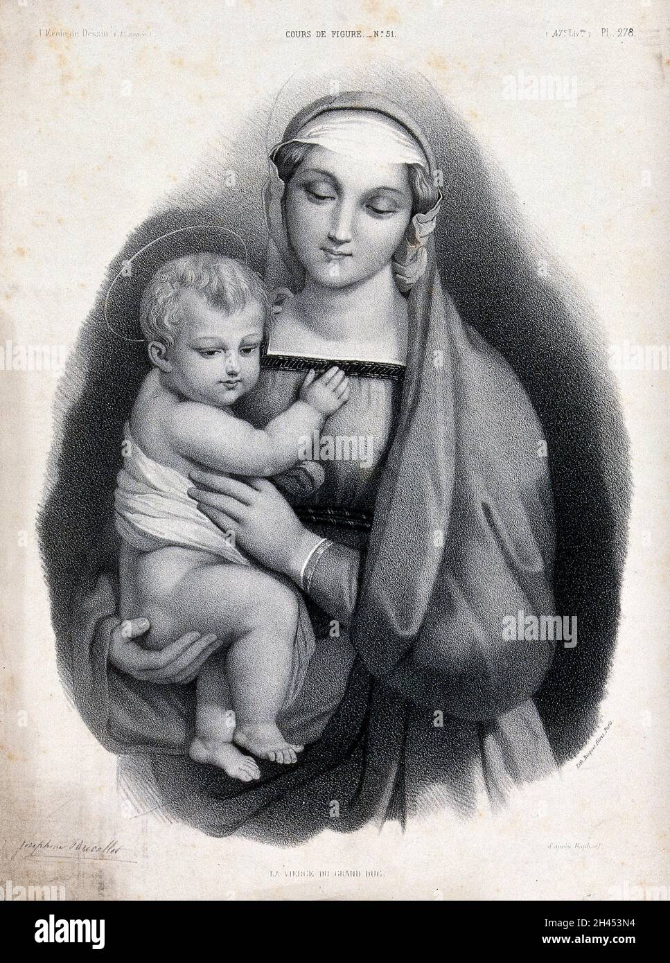 Saint Mary (the Blessed Virgin) with the Christ Child. Lithograph by J ...
