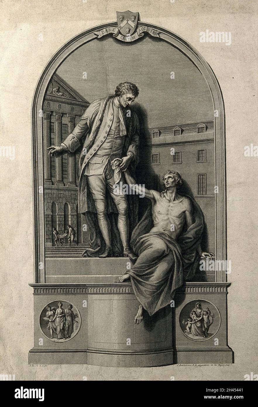 Thomas Guy. Line engraving by F. Bartolozzi after J. Bacon, senior ...