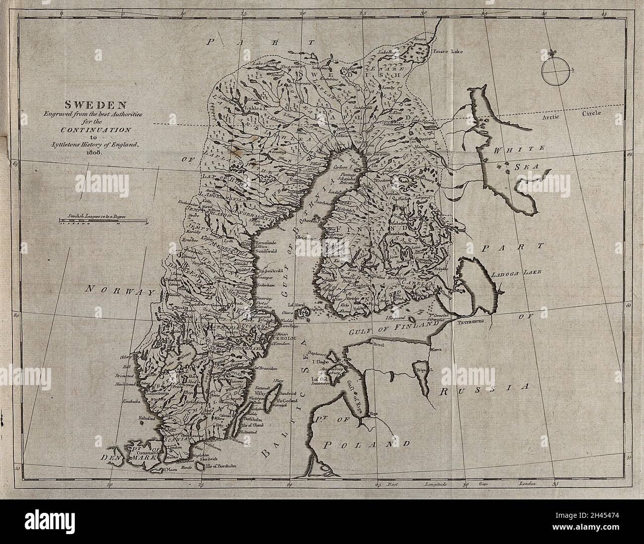Sweden: map. Engraving, 1808 Stock Photo - Alamy