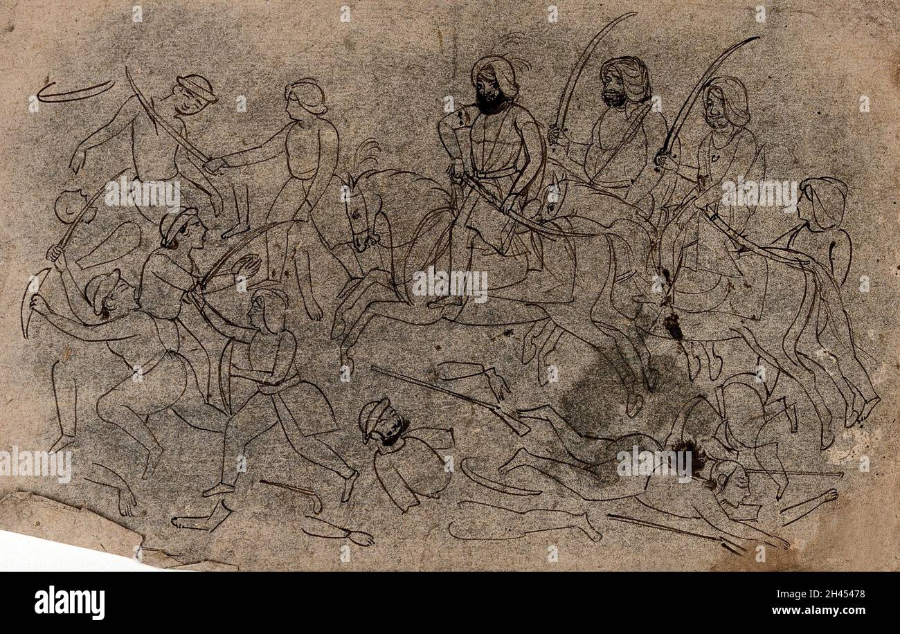 A battle. Ink drawing Stock Photo - Alamy