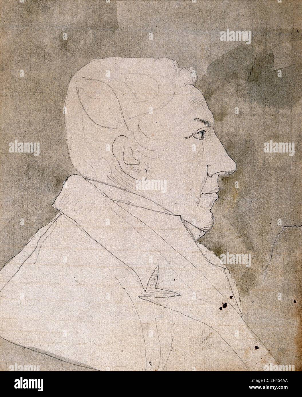 Edward Jenner (?), in profile. Pencil and wash, 1800/1820 Stock Photo ...