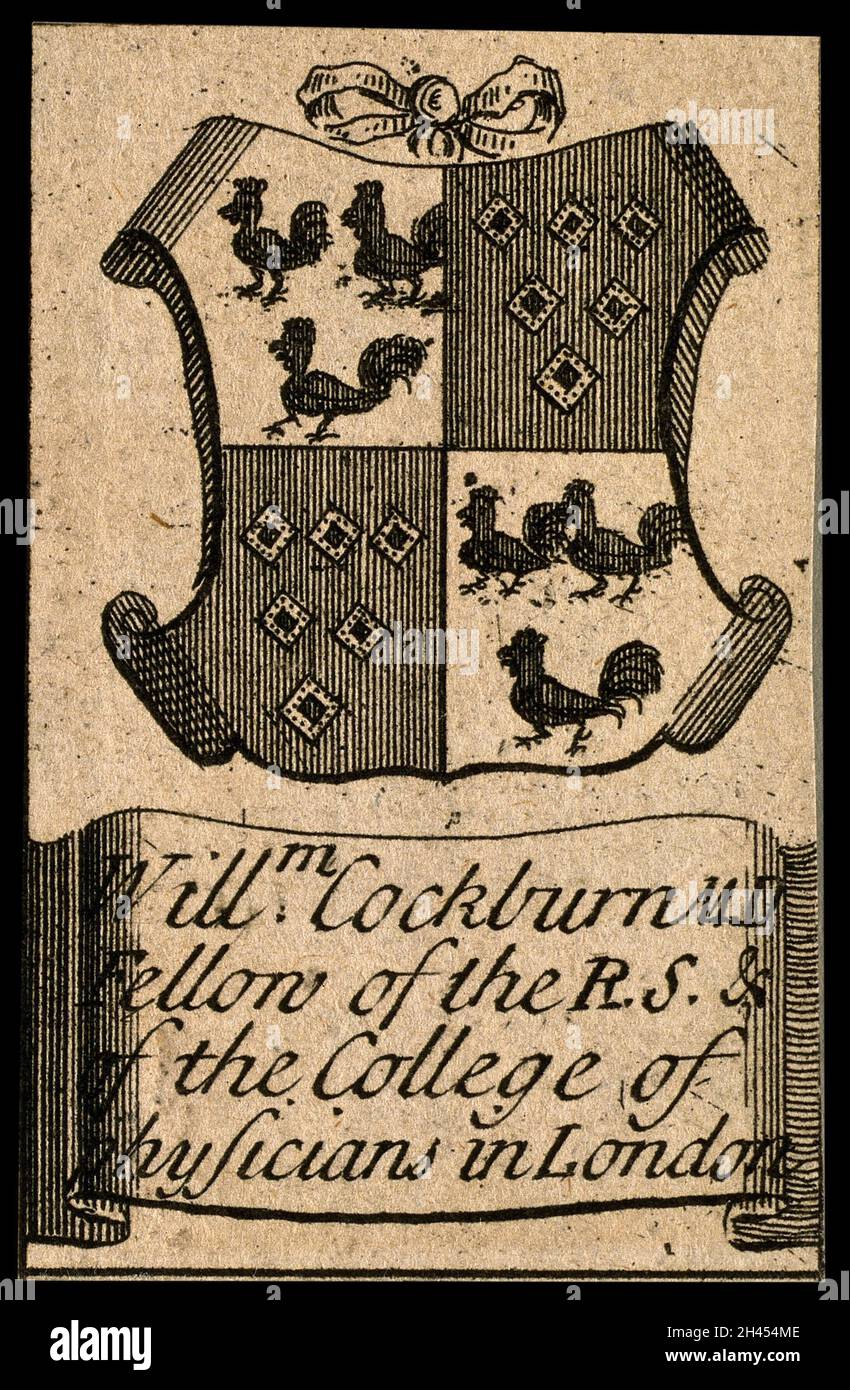 William Cockburn: his bookplate. Line engraving Stock Photo - Alamy
