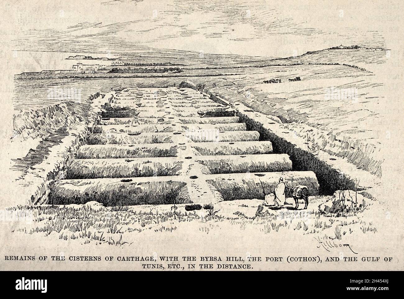 Remains of the cisterns of Carthage. Wood engraving Stock Photo - Alamy