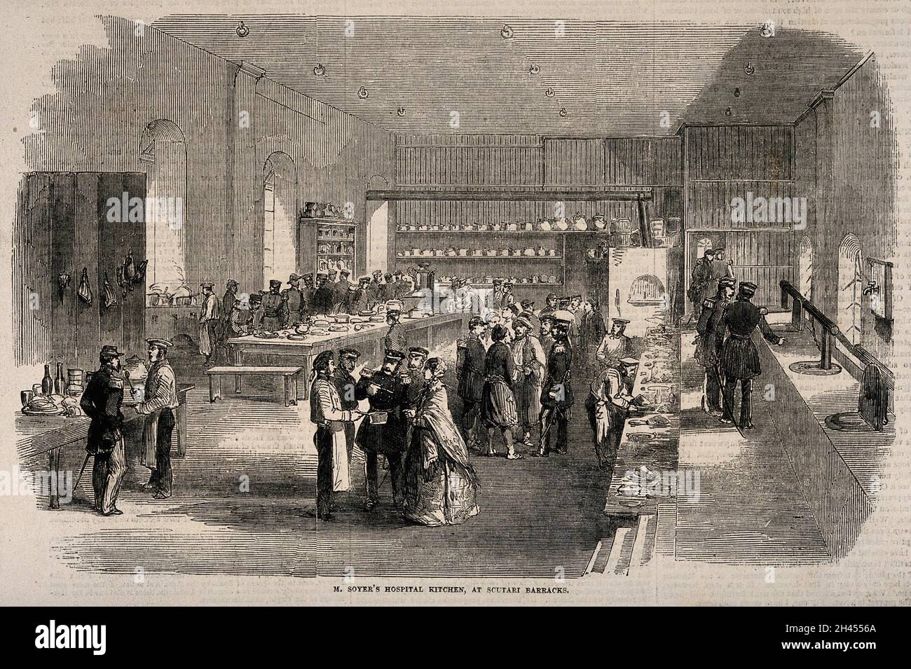 Scutari Barracks, Turkey: Soyer's hospital kitchen. Wood engraving ...