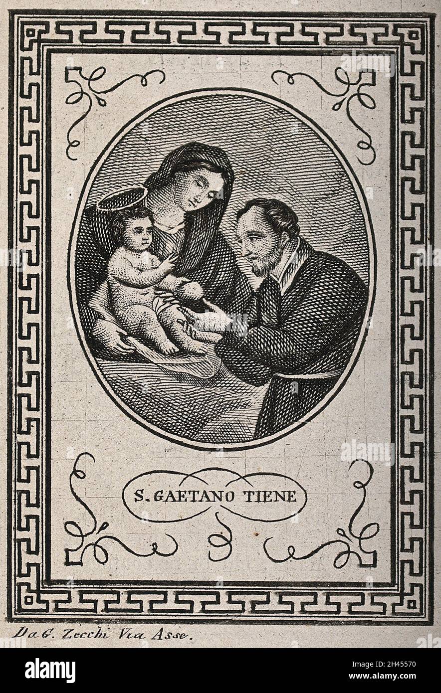 The Virgin Mary presenting the infant Christ to Saint Gaetano ...