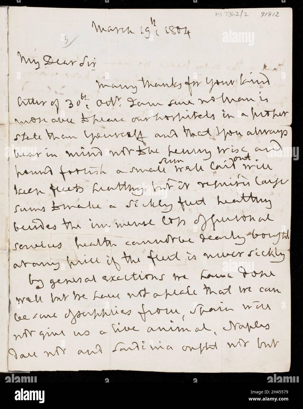 Letter written by Lord Nelson with his left hand Stock Photo - Alamy