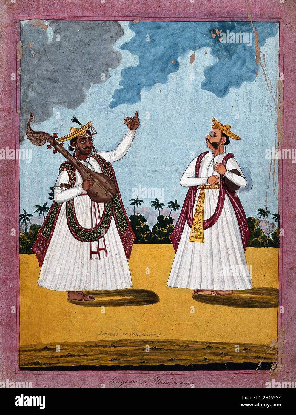 Indian musicians and singers. Gouache drawing Stock Photo - Alamy