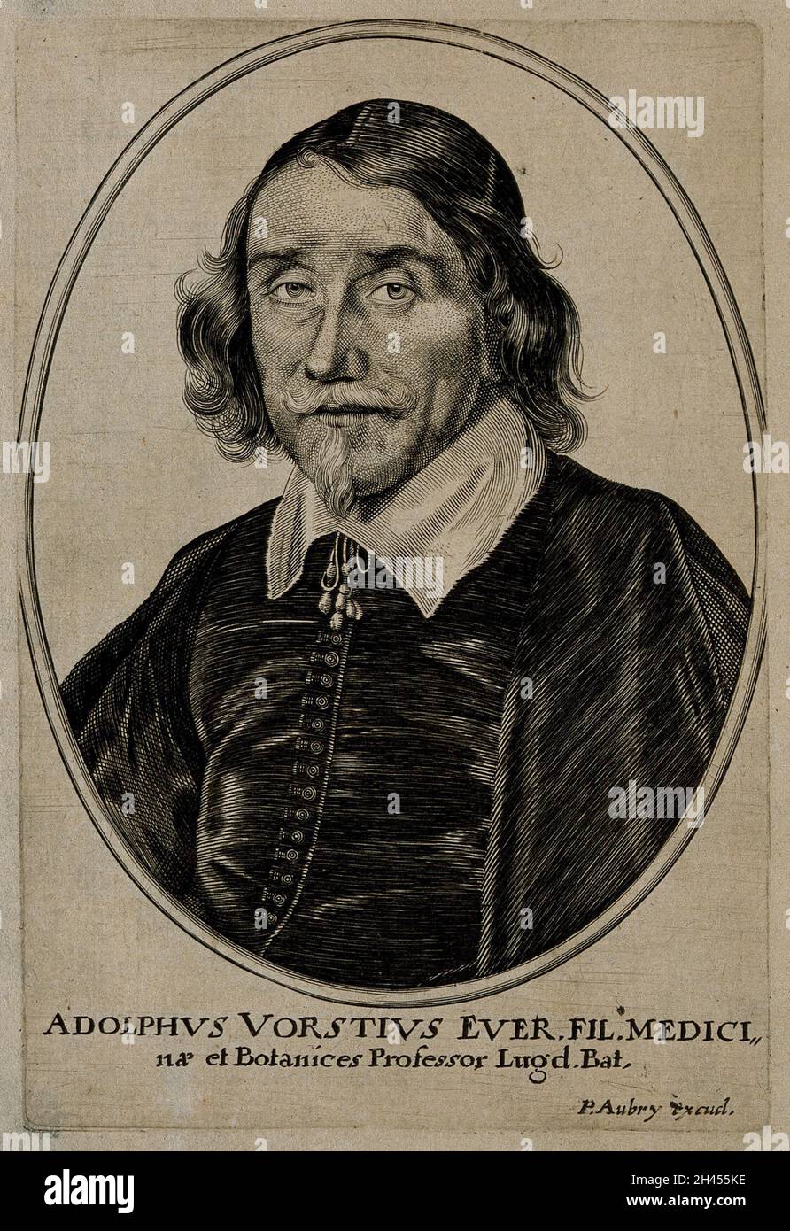 Adolphus Vorstius. Line engraving by P. Aubry after G. Petri Stock ...