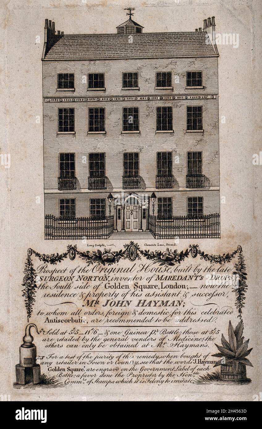 Surgeon John Norton's House, Golden Square, London, (top) and an ...