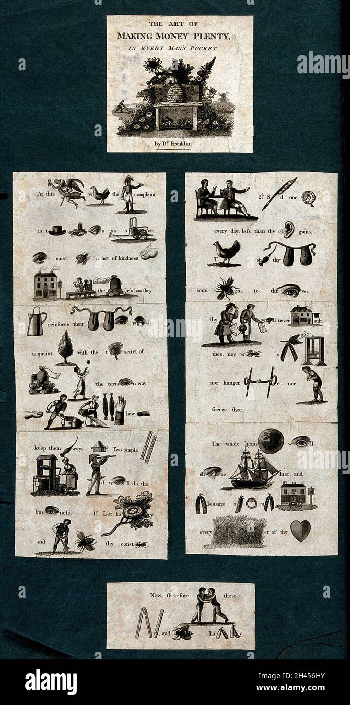A rebus: two rules for making sufficient money. Etchings after Benjamin ...