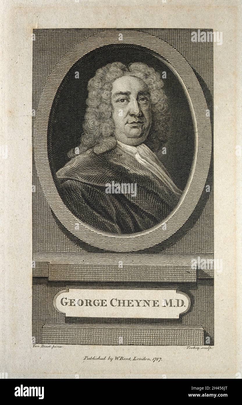 George Cheyne. Line engraving by J. Tookey, 1787, after J. van Diest ...
