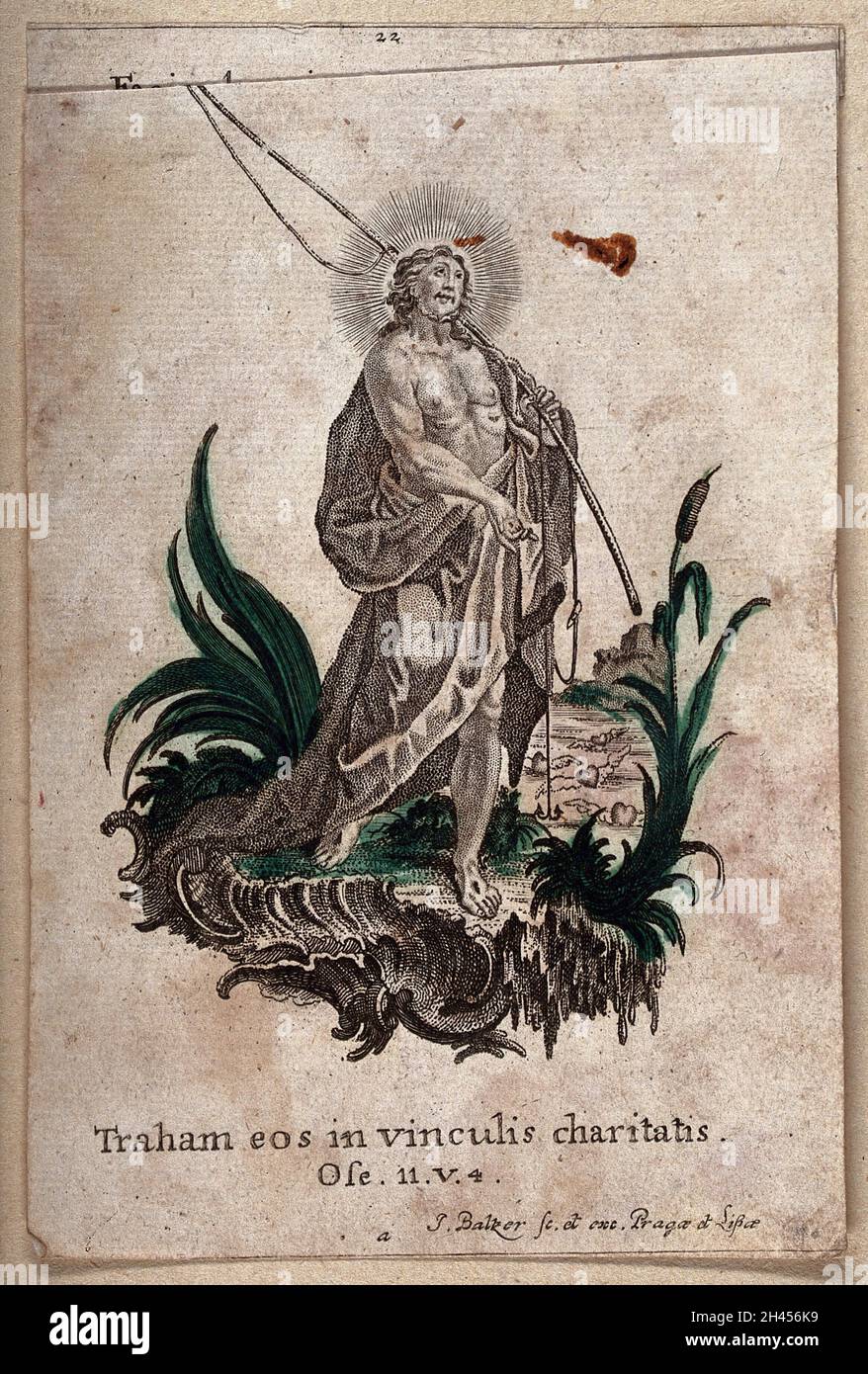 Christ as Fisher of Men. Coloured stipple engraving by J. Balzer Stock ...