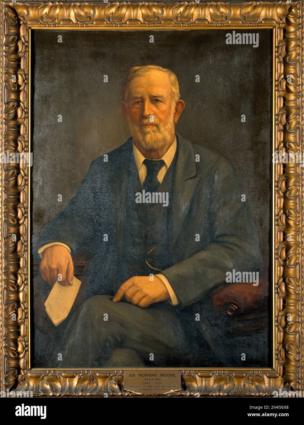 Sir Norman Moore, physician and historian. Oil painting by Harry Herman ...
