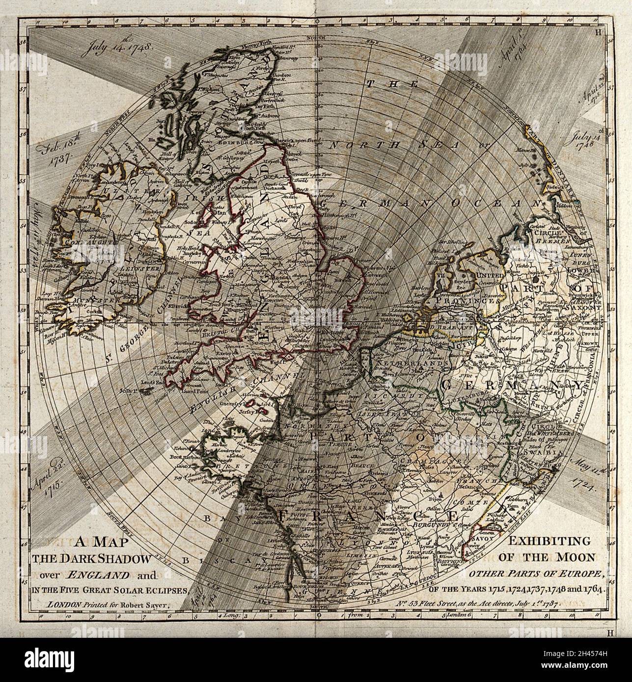 Astronomy: a map showing the paths of several eighteenth century ...