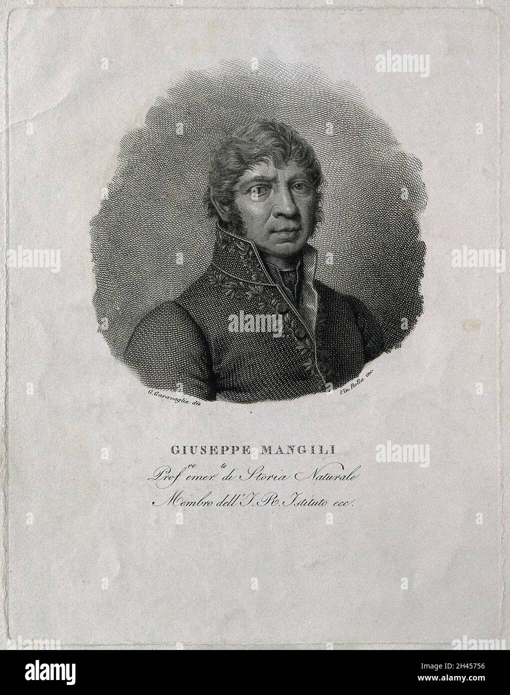 Giuseppe Mangili. Line engraving by V. Rolla after G. Garavaglia Stock ...