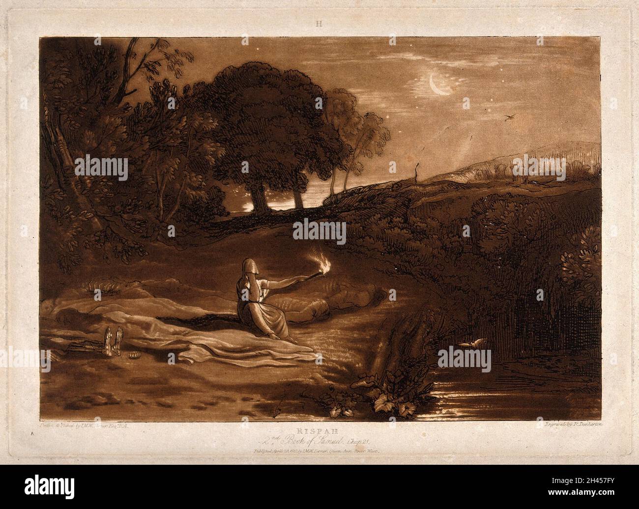 Rizpah keeps watch in the tranquil night over the decaying bodies of ...