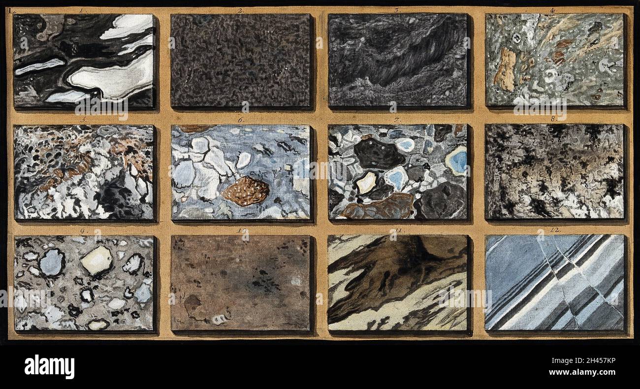 Polished schists of marble and other mixed stones from Mount Vesuvius ...