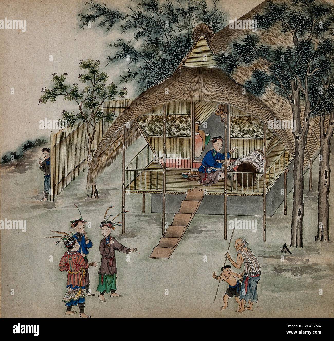 Figures from Formosa wearing traditional rural attire have a ...