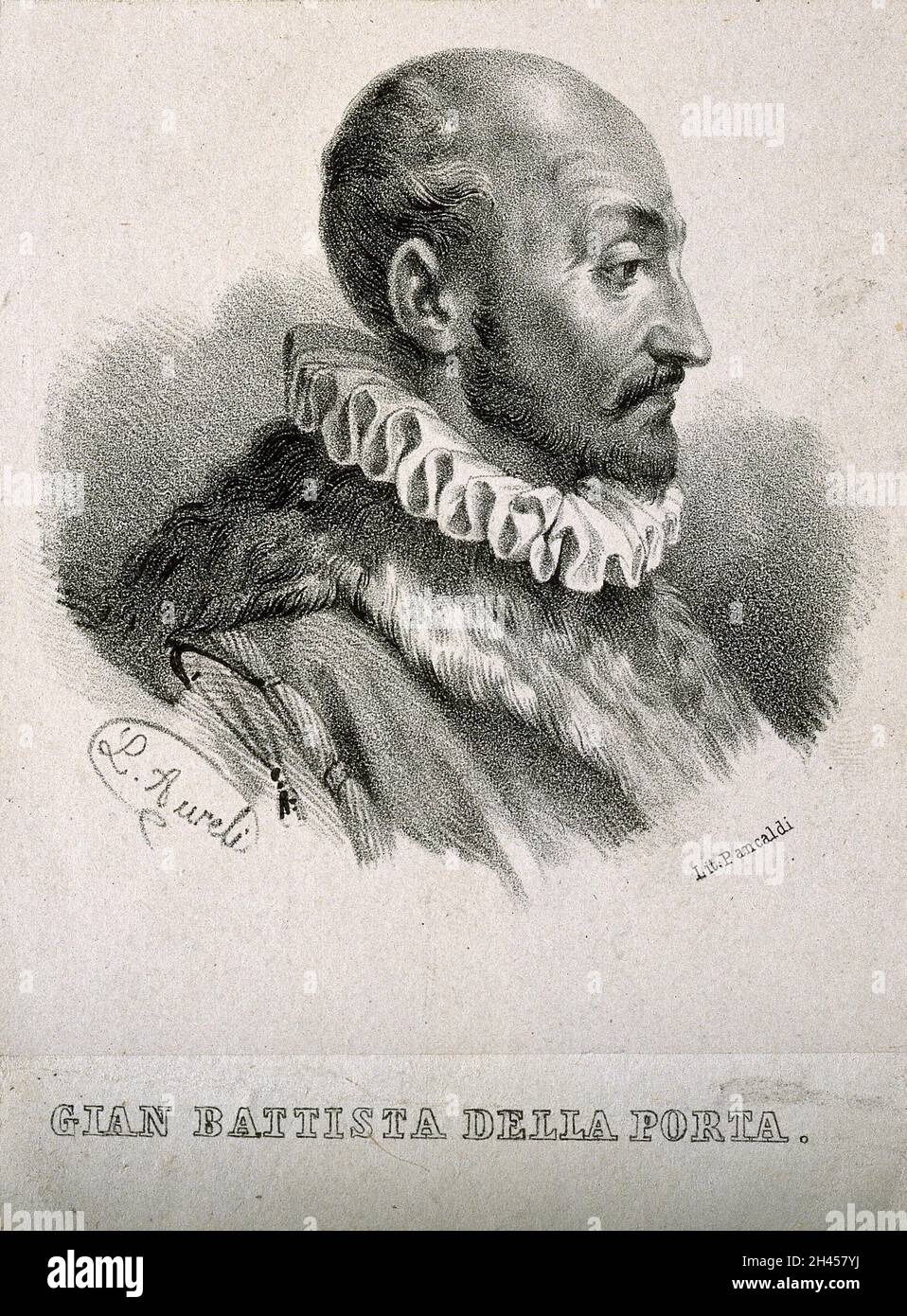 Giovanni Battista della Porta. Lithograph by L. Aureli after Belloni ...