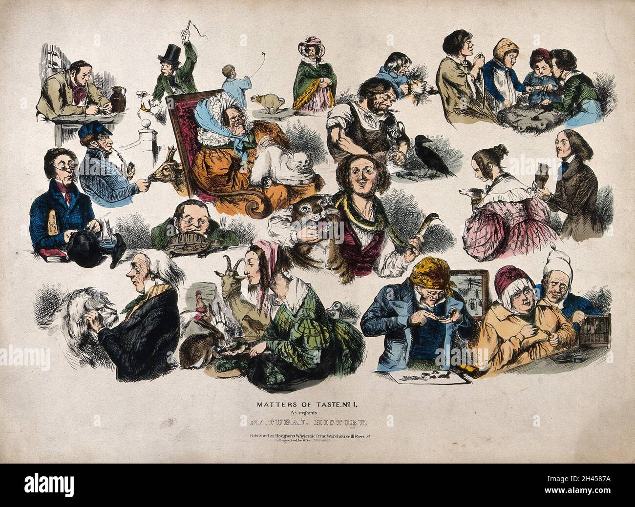 Humans shown in their relationships with their pet animals, including a ...